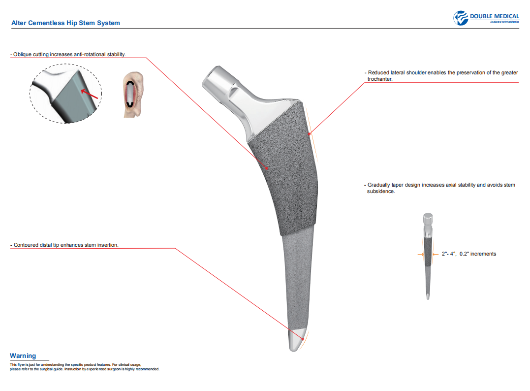 Alter Cementless Stem,Medical Device Manufacturers -Double Medical